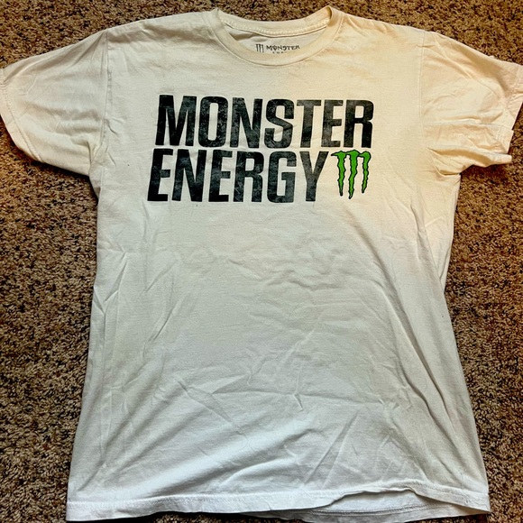 Shirts | Monster Energy White Tee Shirt Mens Medium | Poshmark